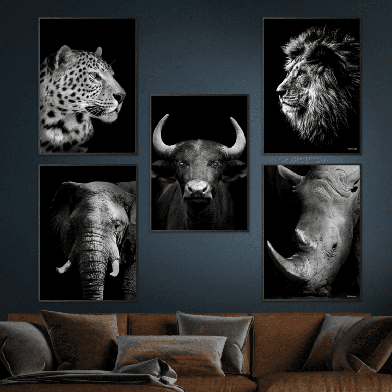 The Big Five - Smukke Plakater savannens dyr fra DitKoncept - Køb her
